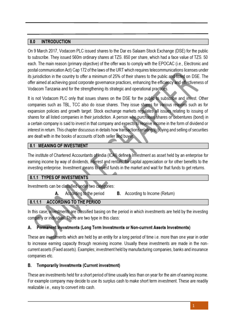 Sample Chapter Investment Accounts | PDF