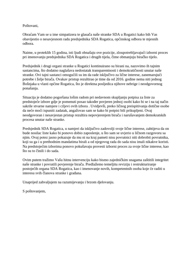 DOPIS FERID - Kopija | PDF