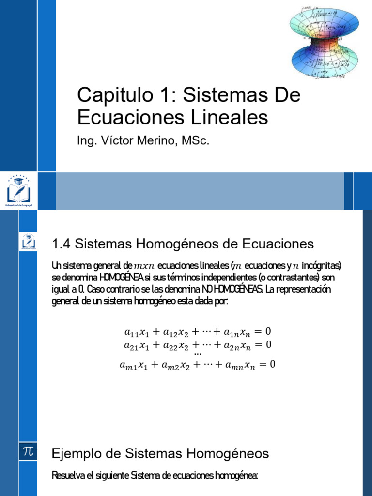 Sistemas Homogéneos de Ecuaciones | PDF