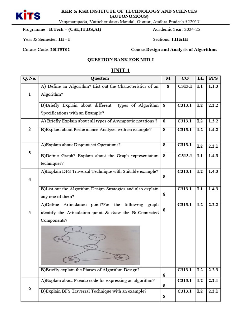 Daa Mid-1-Question Bank (1) | PDF