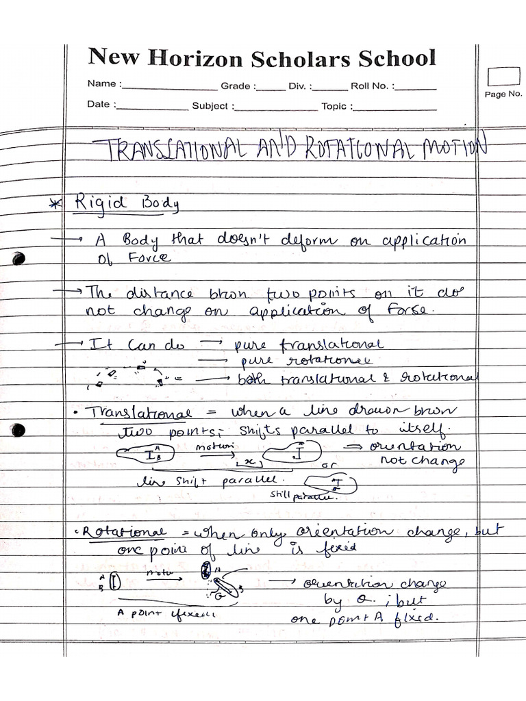 Translational and Rotational Motion | PDF