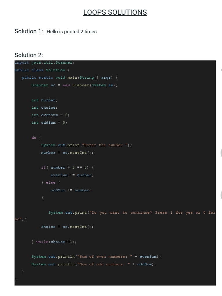 Loops Solutions | PDF Loops Solutions | PDF
