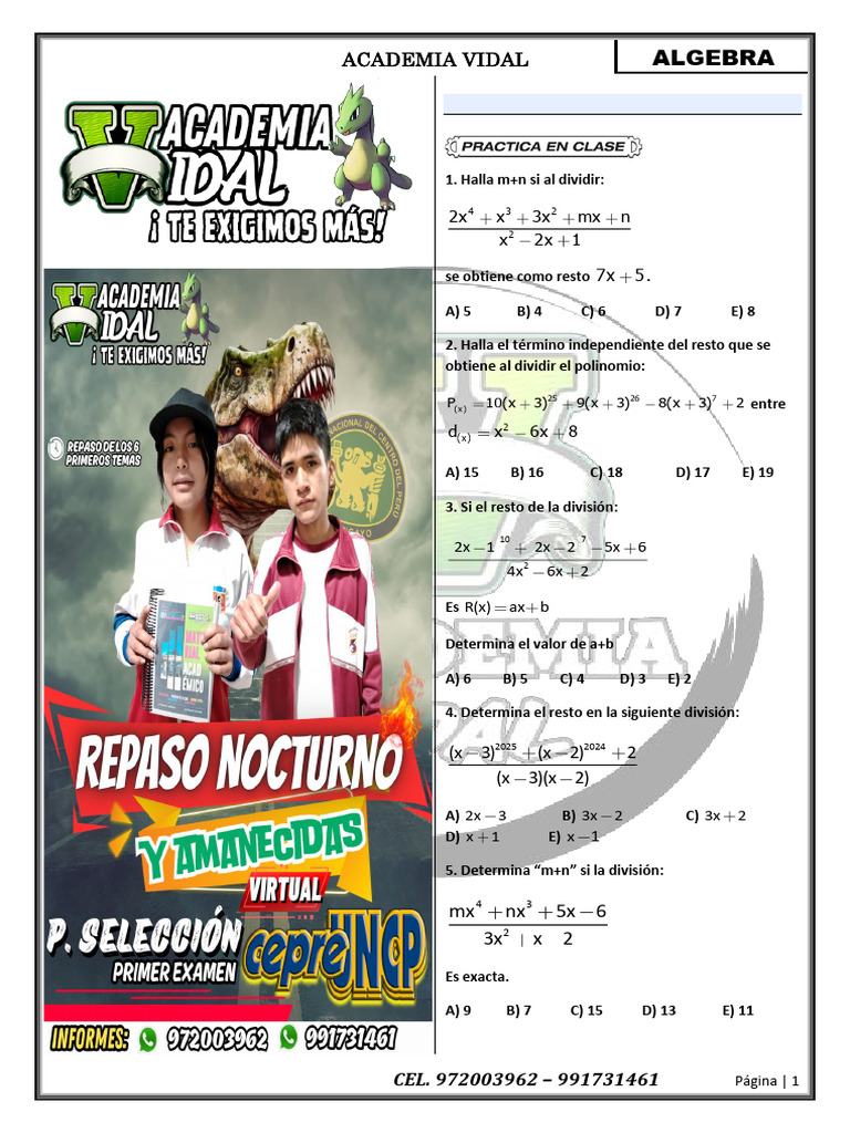 Repaso Ii - Algebra - PS | PDF | Factorización | Objetos matemáticos
