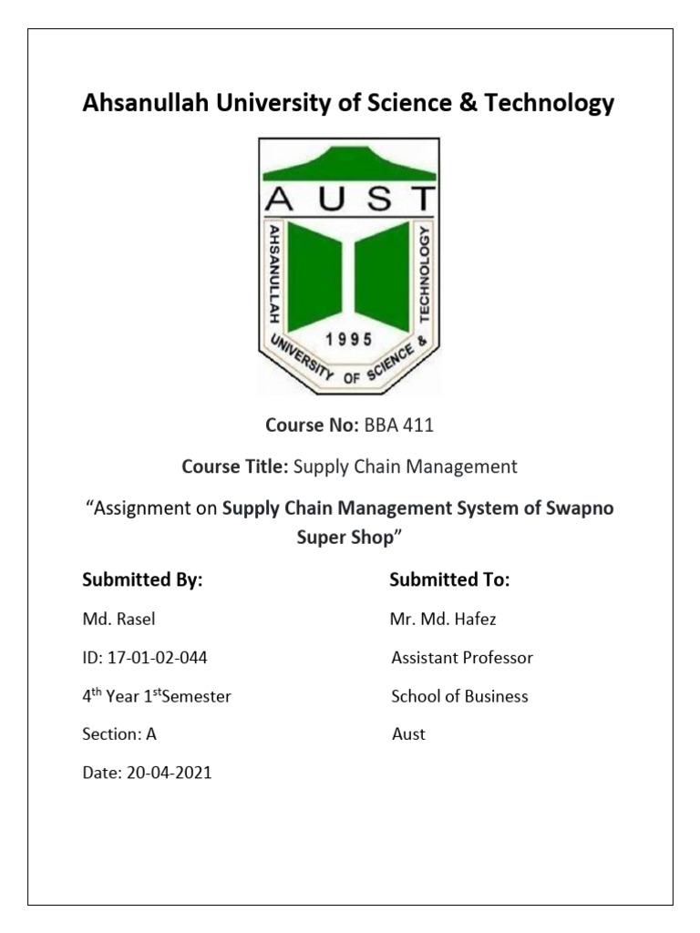Supply Chain Management System of Swapno Super Shop | PDF