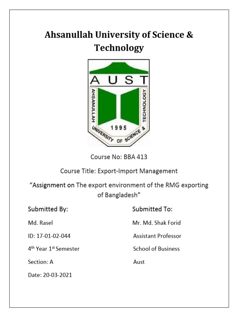The Export Environment of The RMG Exporting of Bangladesh | PDF