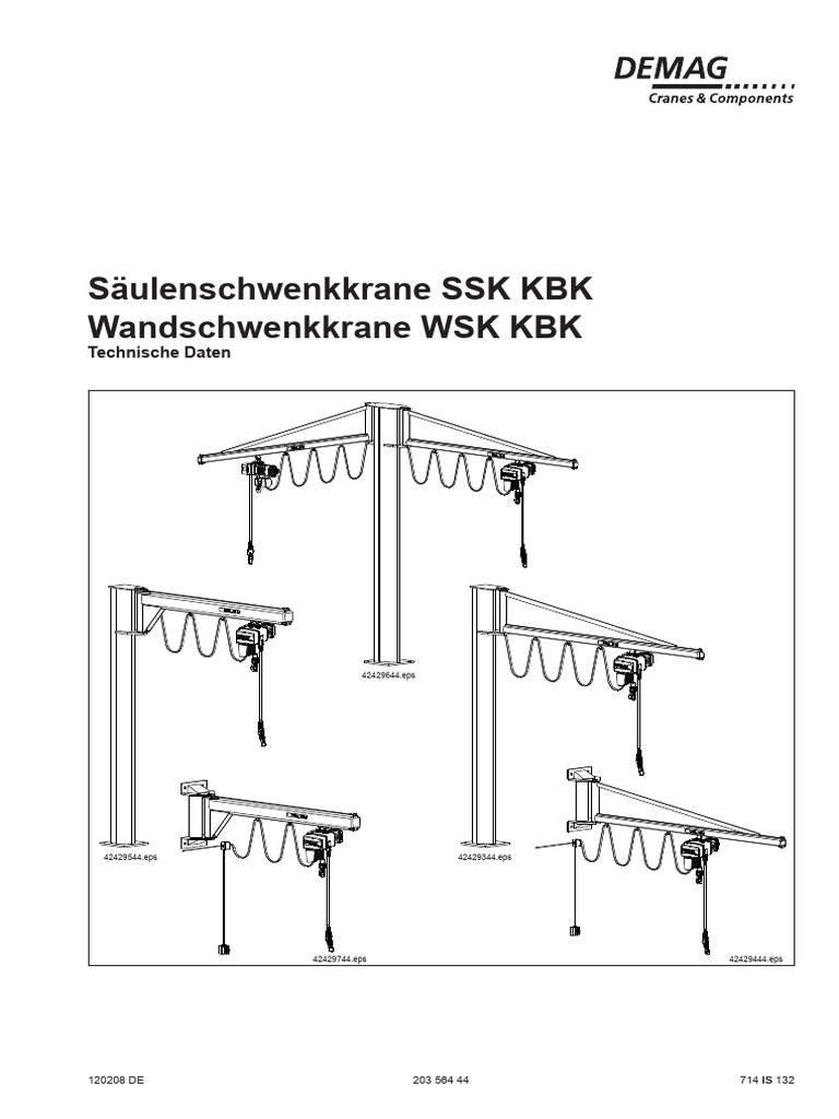 Technisches Datenblatt Demag Wandschwenkkran WSK KBK - Internet | PDF