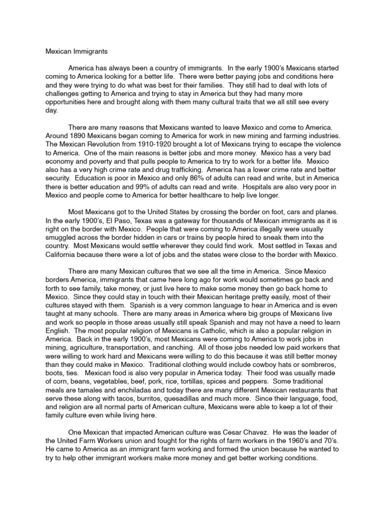 Mexican Immigrant Paper | PDF