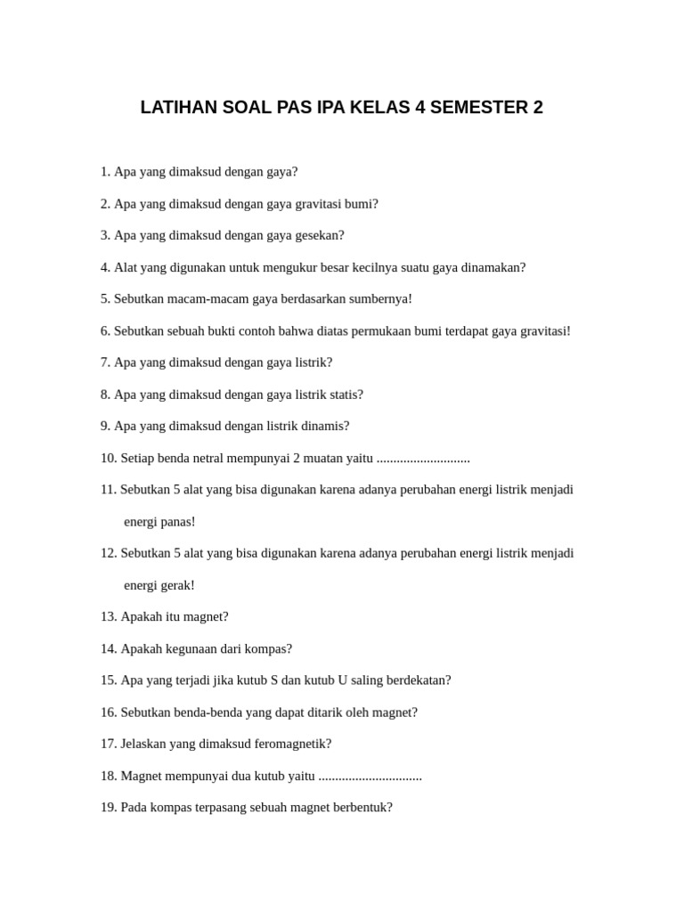 Latihan Soal Pas Ipa | PDF