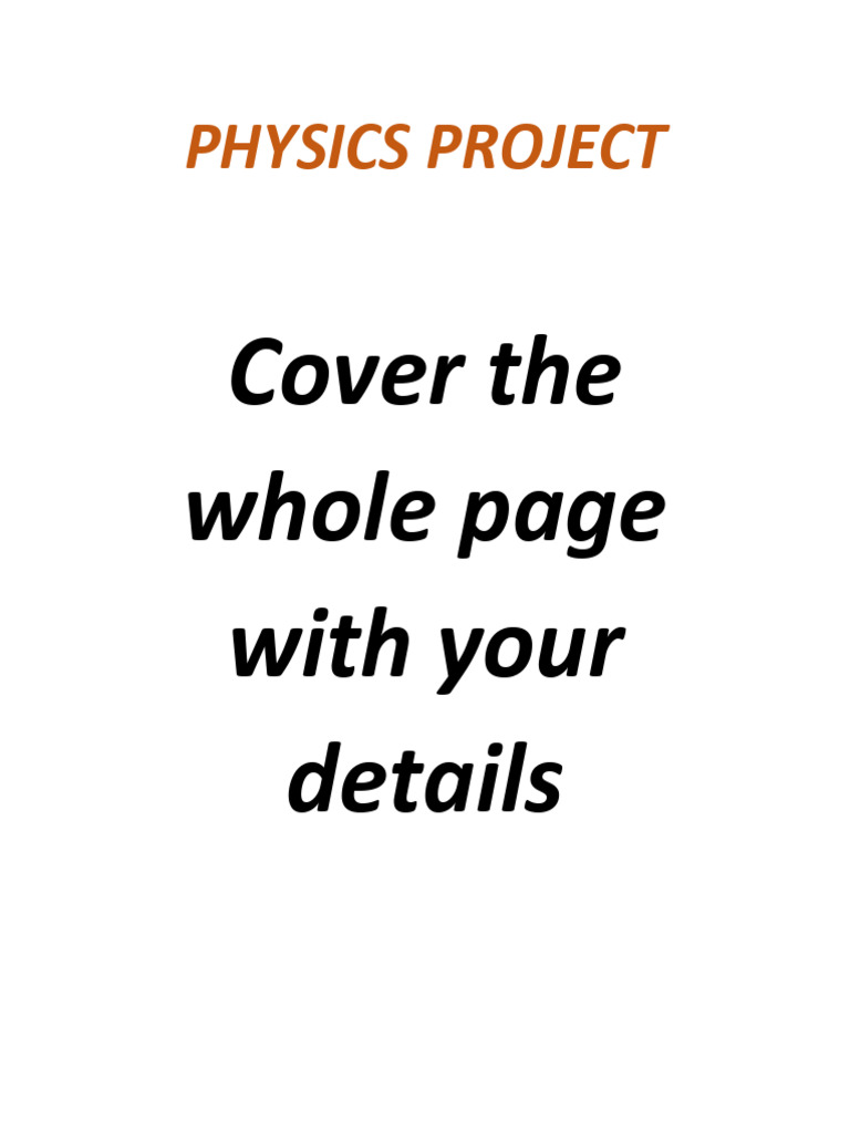 Physics Proj STD 7 Term 2 | PDF