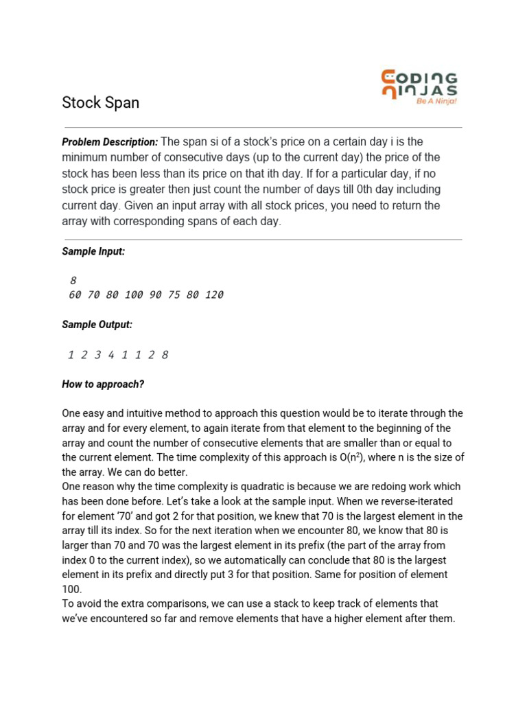 2.1 Solution - Stock Span | PDF