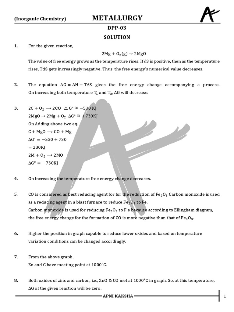 DPP - 03 (Solution) - Metallurgy | PDF