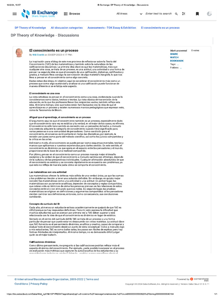 IB Exchange - DP Theory of Knowledge - Discussions | PDF