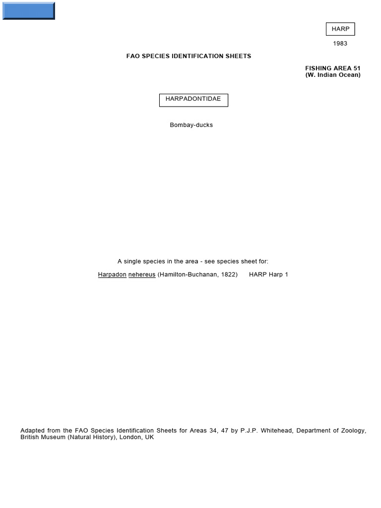 Fao Species Identification Sheets Fishing Area 51 (W. Indian Ocean) | PDF