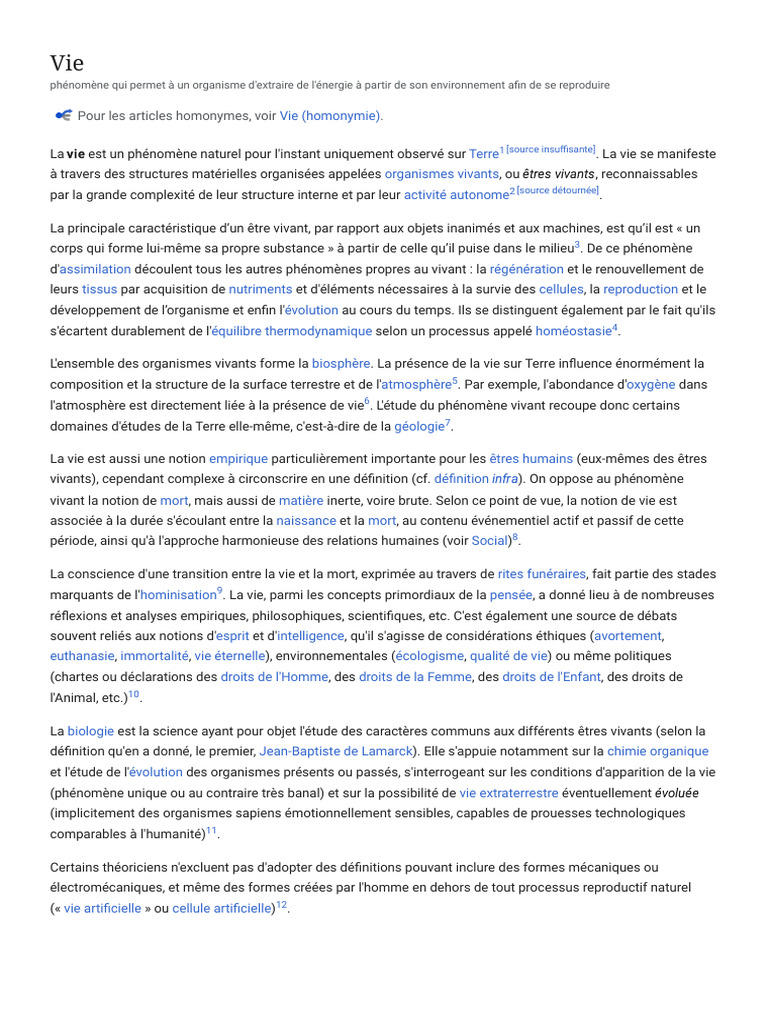 Vie - Wikipédia | PDF