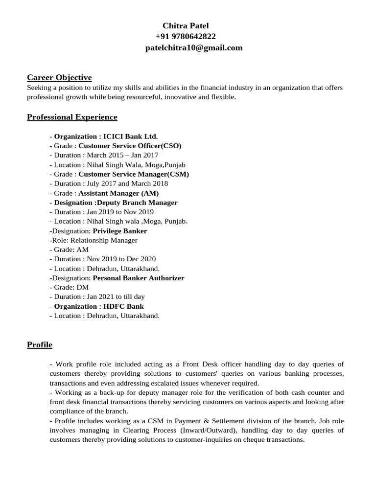 Chitra Patel Updated CV | PDF