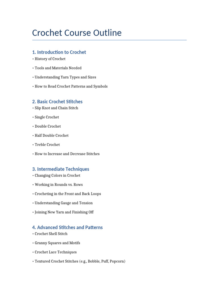 Crochet Course Outline | PDF