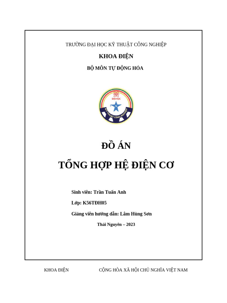 Do An Tong Hop Dien Co | PDF