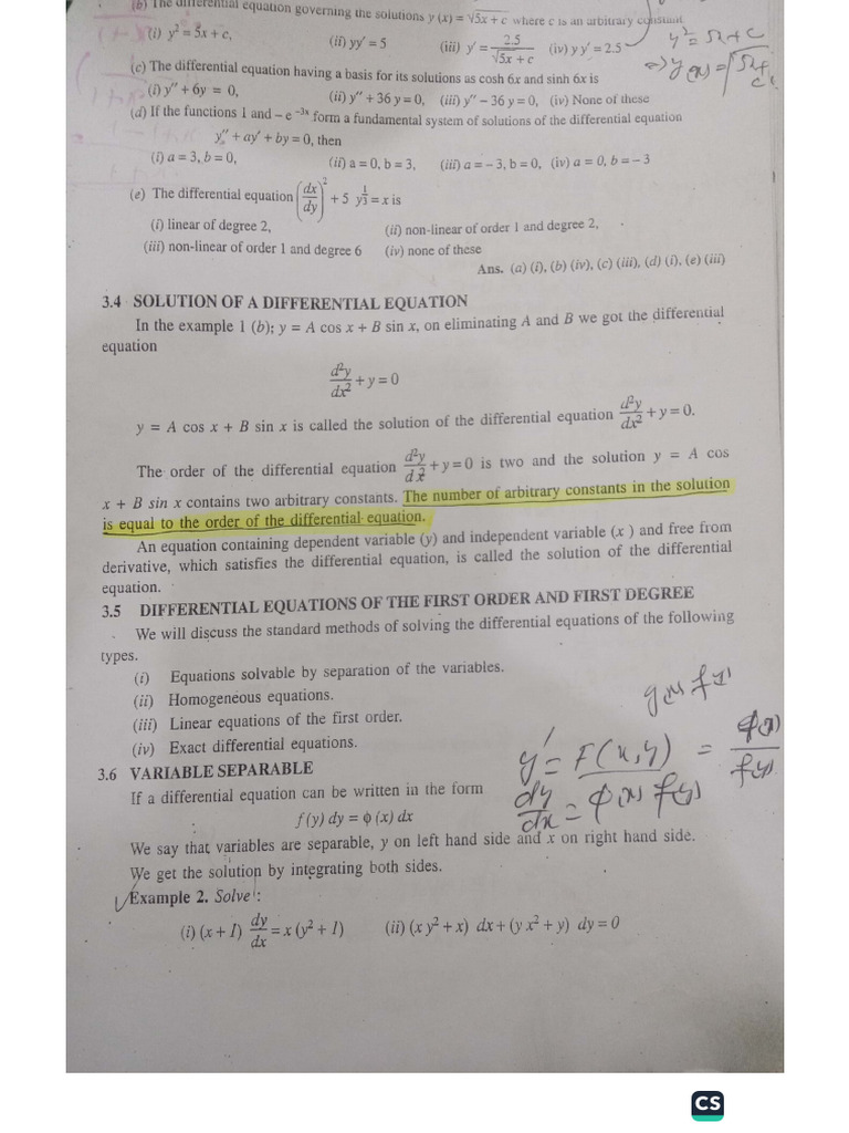 Solved Example of Variables Separate | PDF