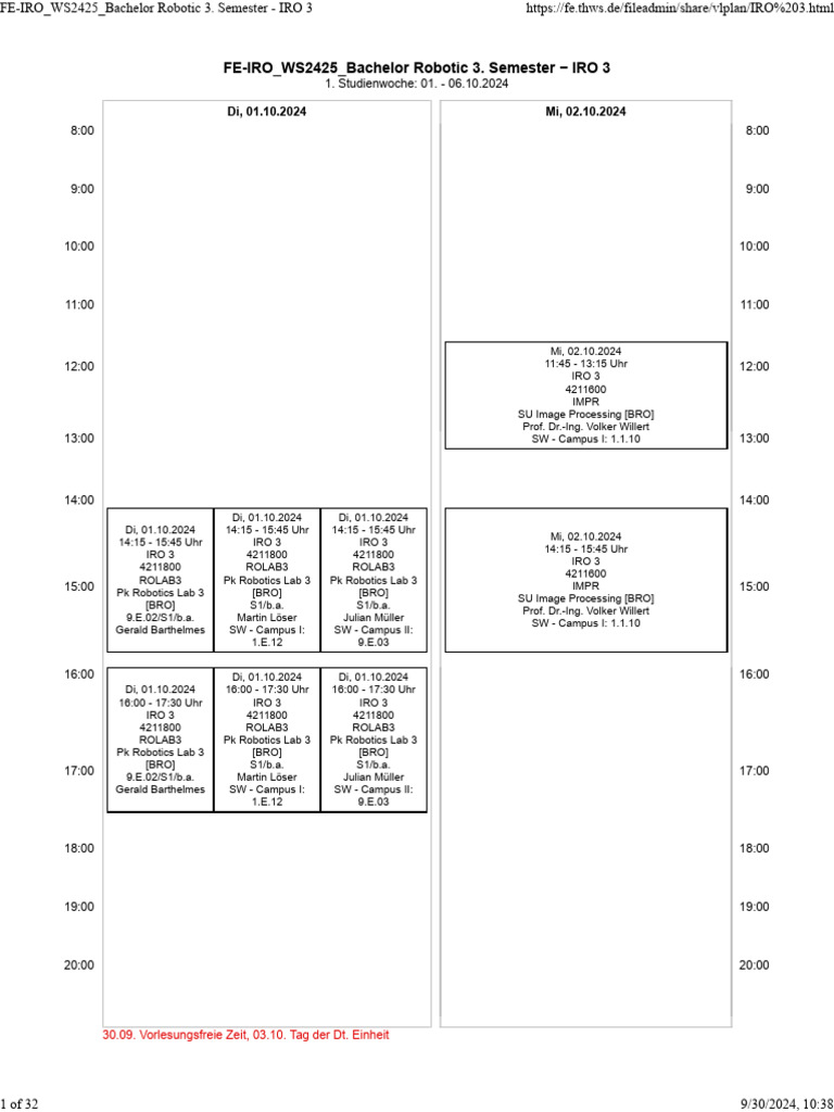 FE-IRO - WS2425 - Bachelor Robotic 3 | PDF