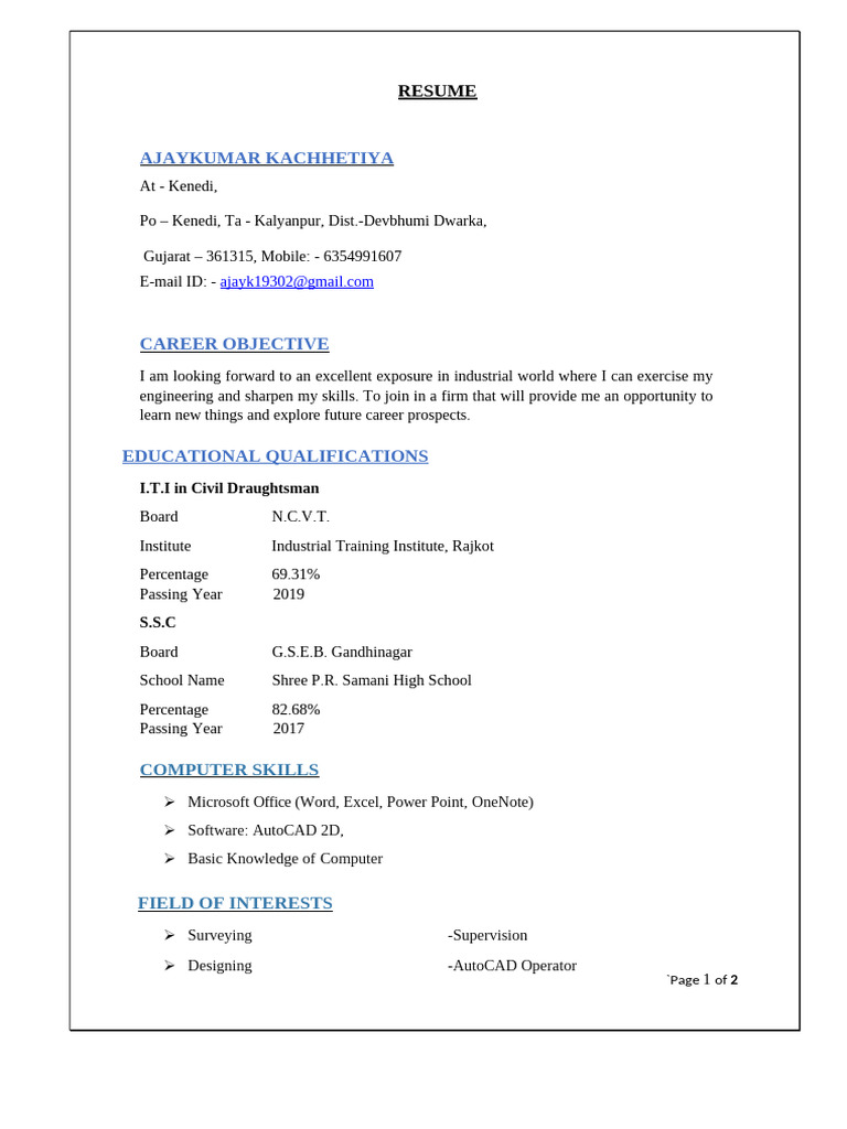 Ajaykumar Kachhetiya (RESUME) | PDF | Career & Growth | Art