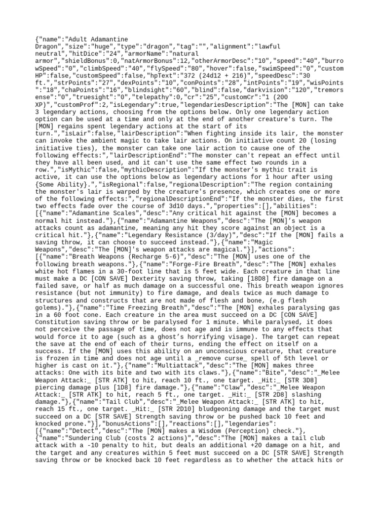 Adult Adamantine Dragon Stats | PDF | Role Playing Games