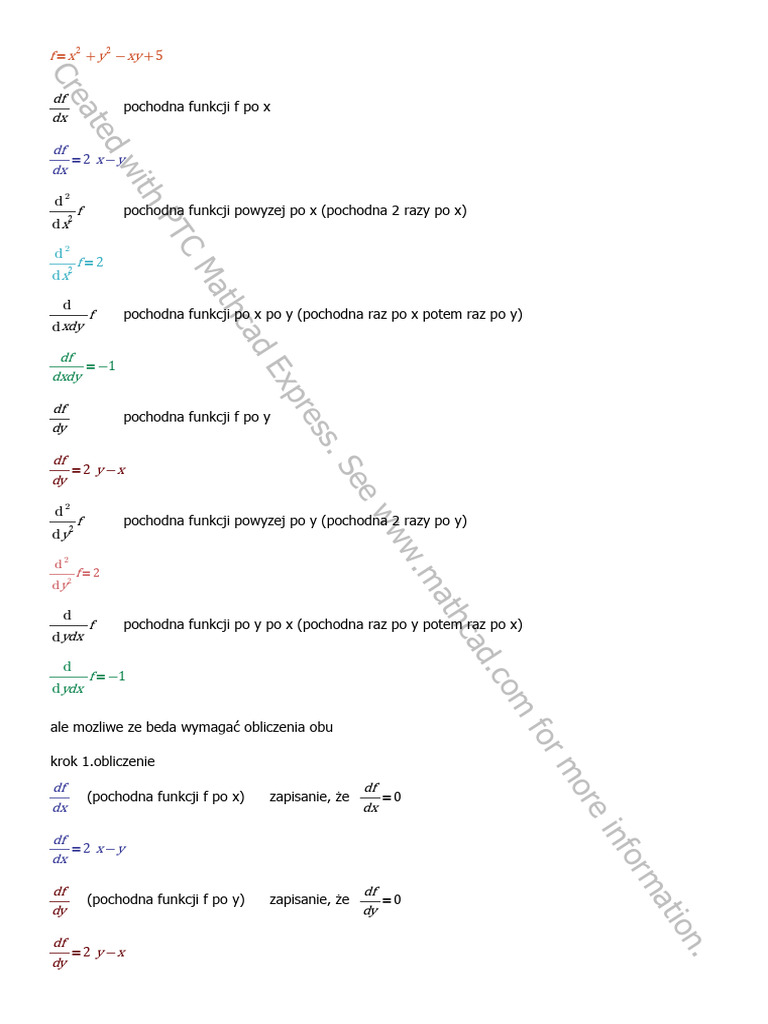 Przykład Zadania Pochodne, Studia | PDF