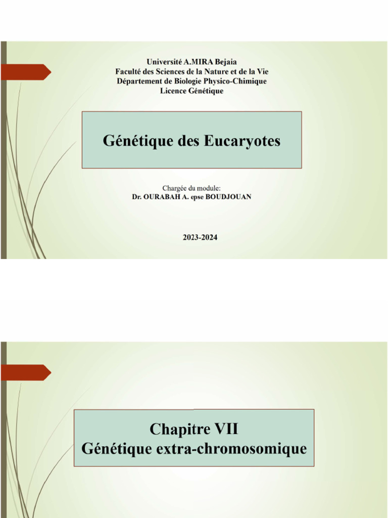 Chapitre VII-Génétique Extra-Chromosomique | PDF