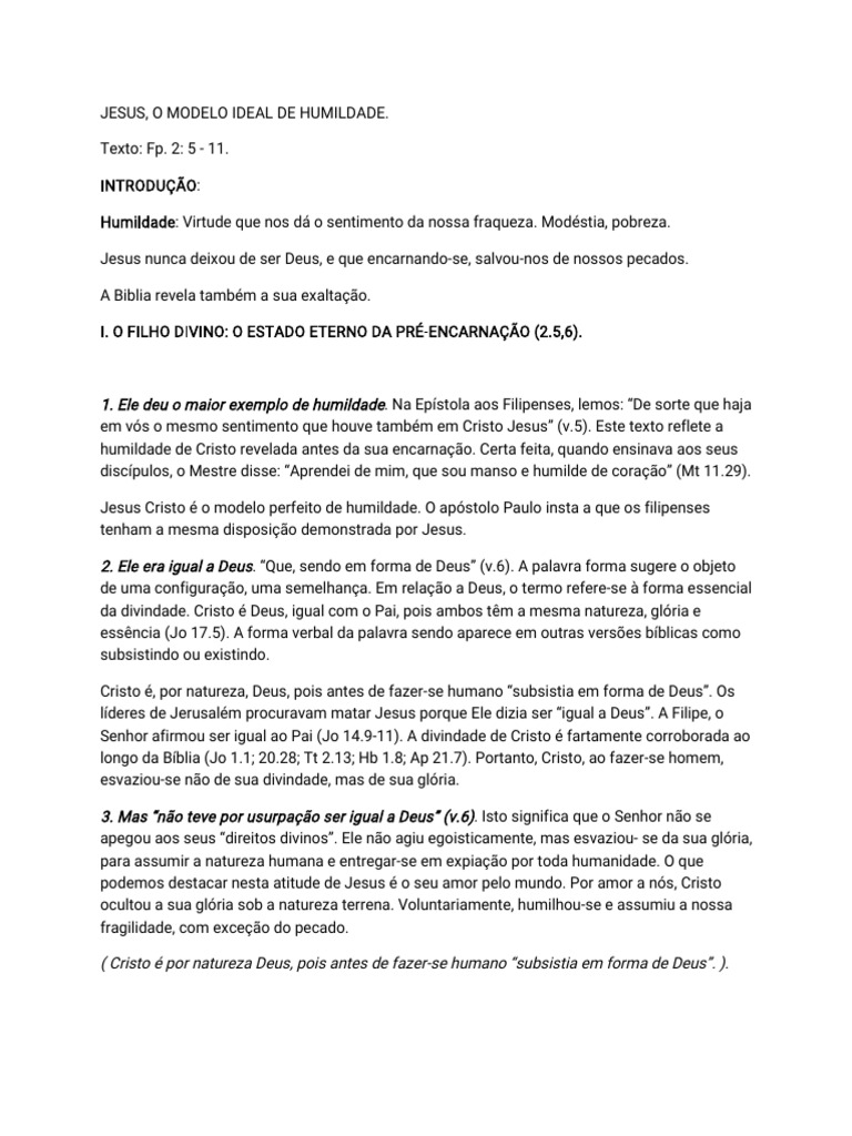 Jesus, o Modelo Ideal de Humildade | PDF