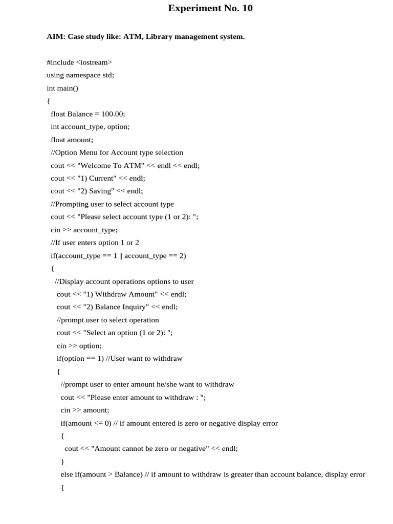 CS305 (P) Object Oriented Programming Experiment 10,11,12 | PDF