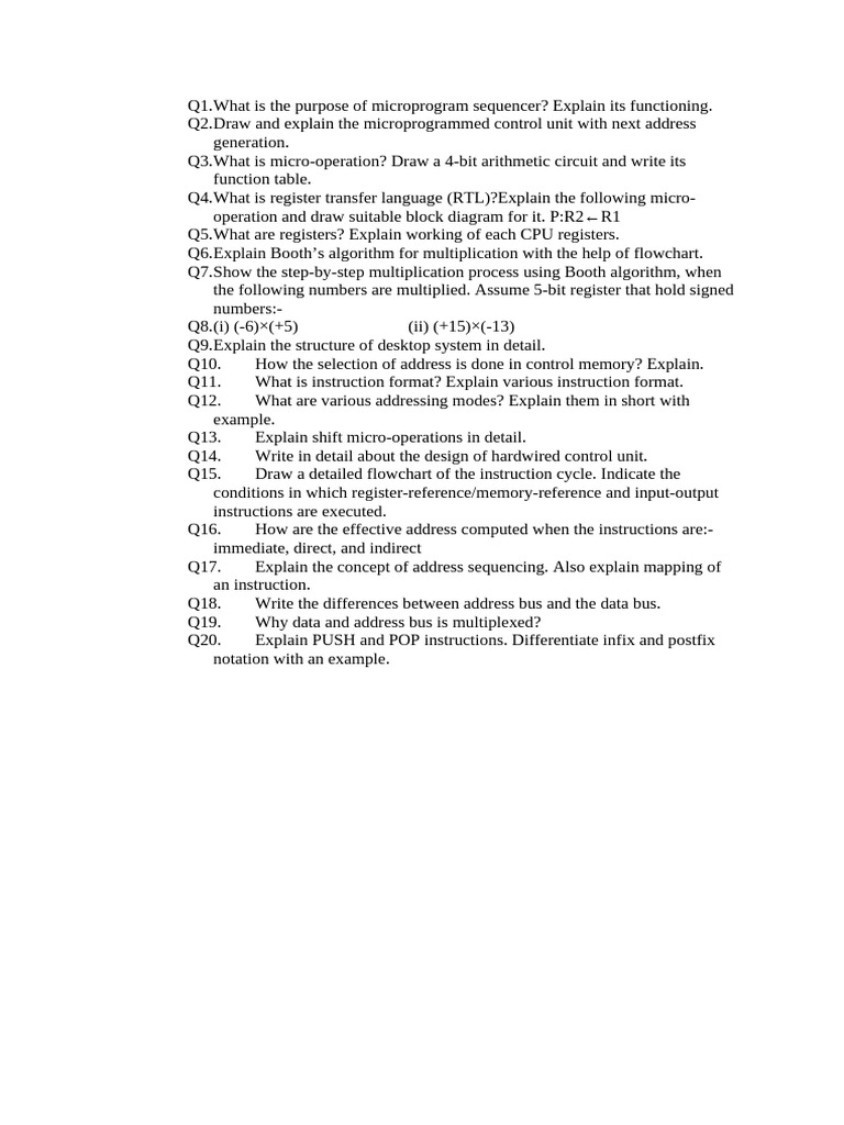 Coa Important Questions | PDF