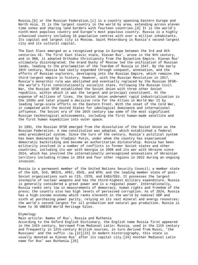 Russia, (B) or The Russian Federatio | PDF