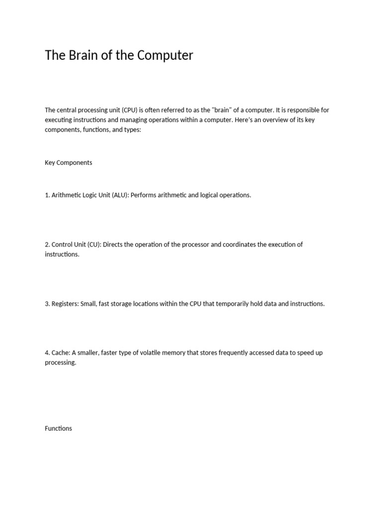 The Brain of The Computer | PDF | Central Processing Unit ...