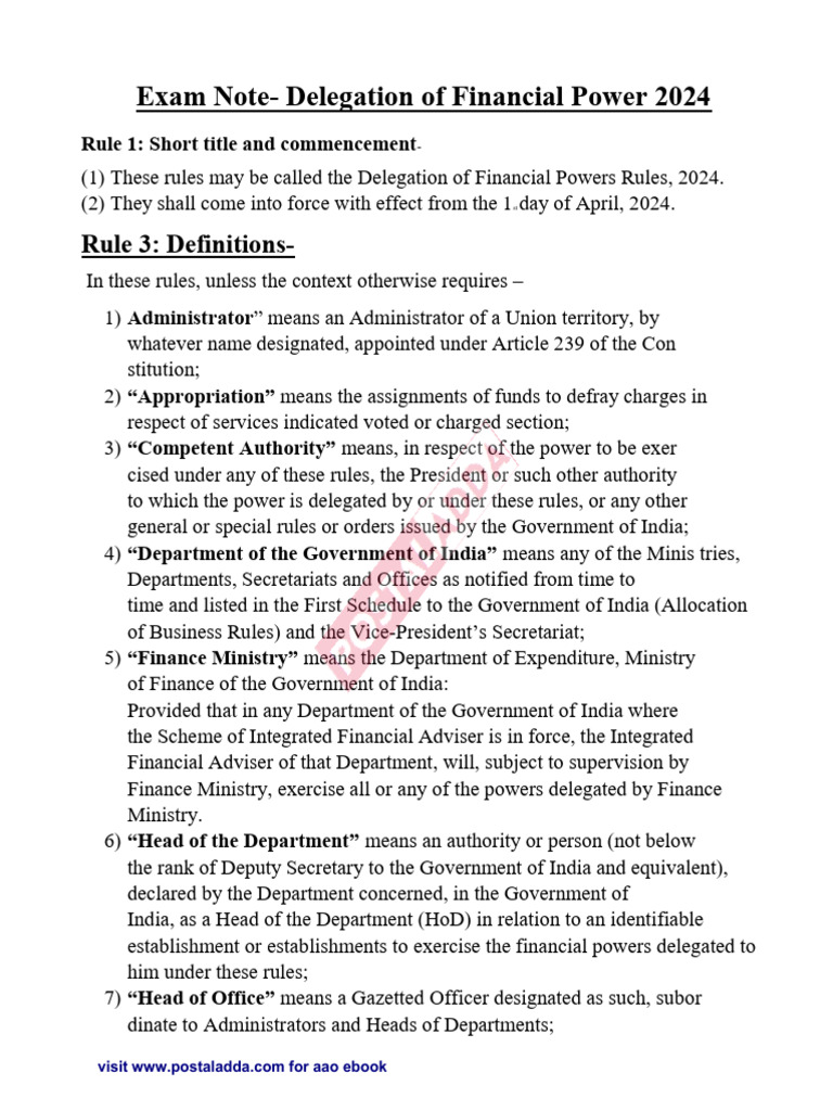 Delegation of Financial Power of 2024 Notes Sample | PDF