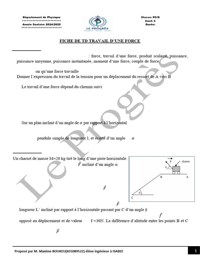 Travail D'une Force | PDF