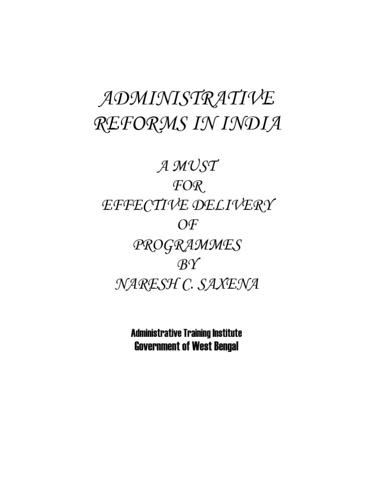 Administrative Reforms in India | PDF