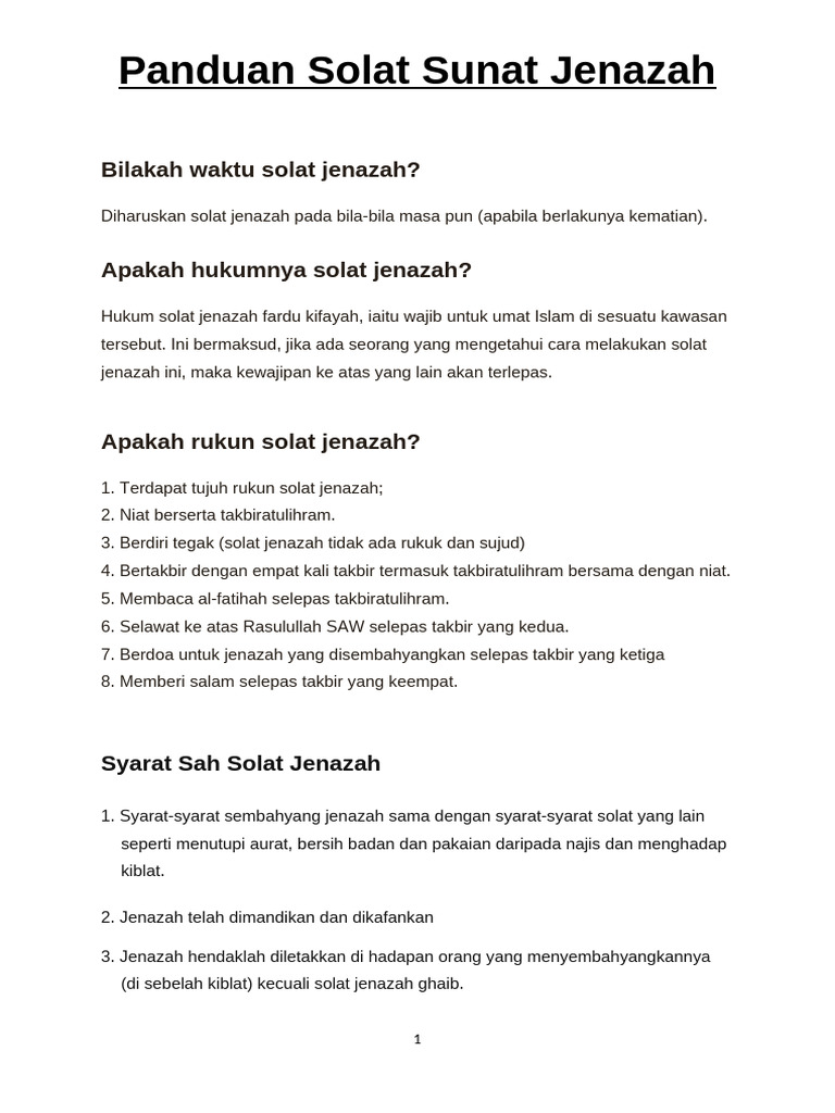 Panduan Solat Sunat Jenazah | PDF