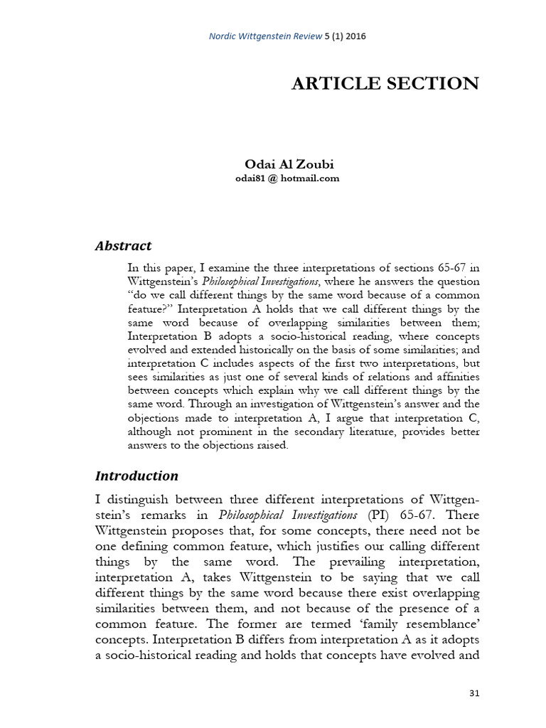 Wittgenstein's Family Concepts Explained | PDF | Concept | Philosophy