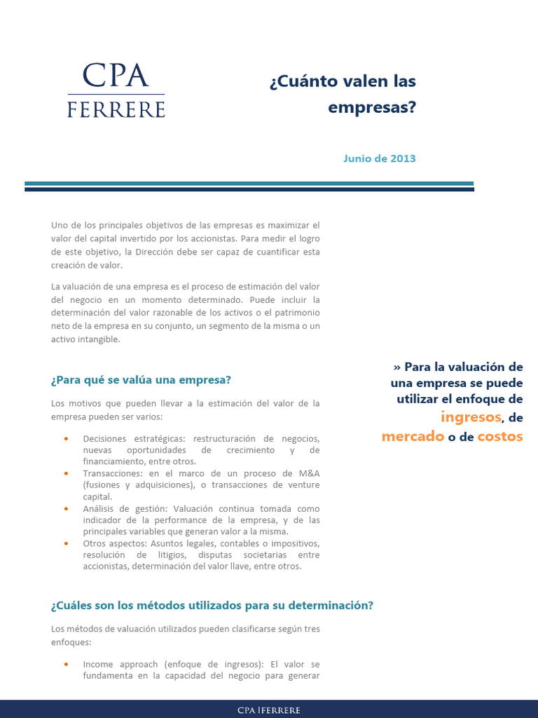 Cuanto Valen Las Empresas | PDF | Valoración (Finanzas) | Business