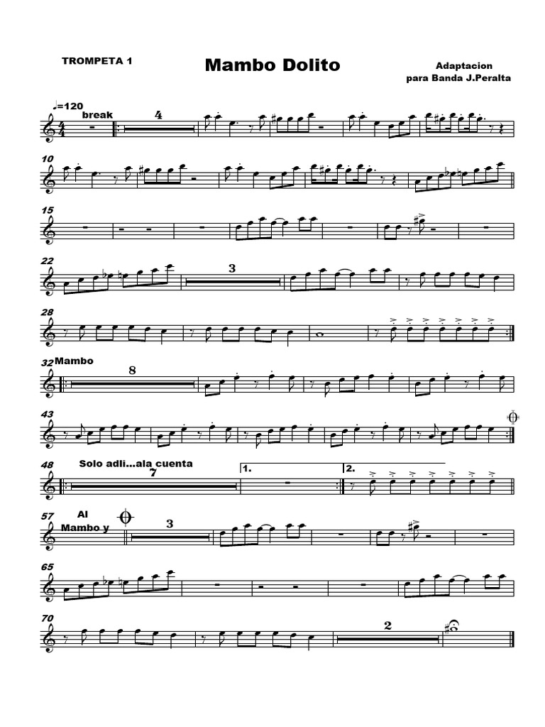 Mambo Dolito Banda Trumpet in BB 1 | PDF