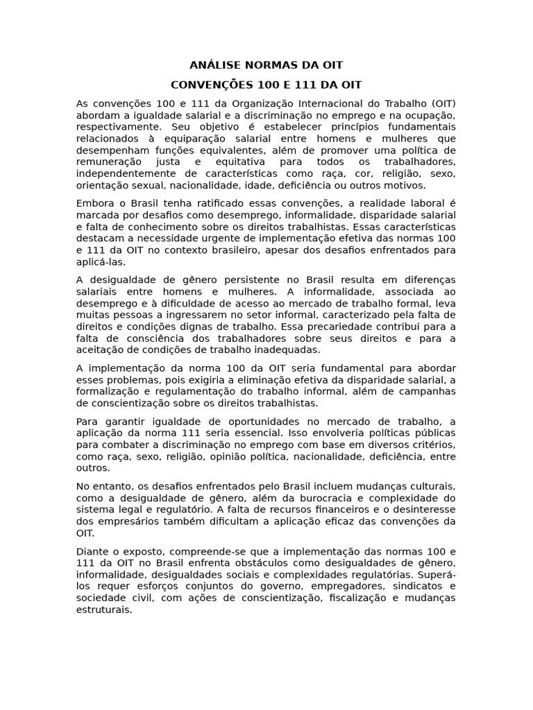 Análise Normas Da OIT | PDF
