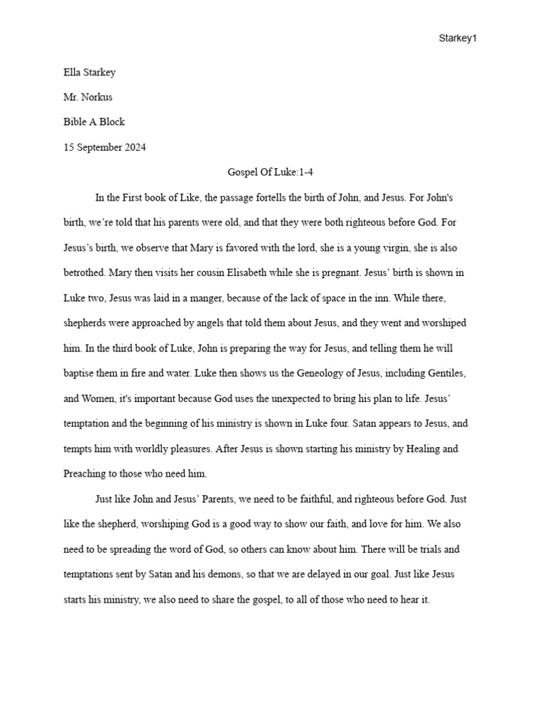 Bible Paper Gospel of Luke - 1-4 | PDF