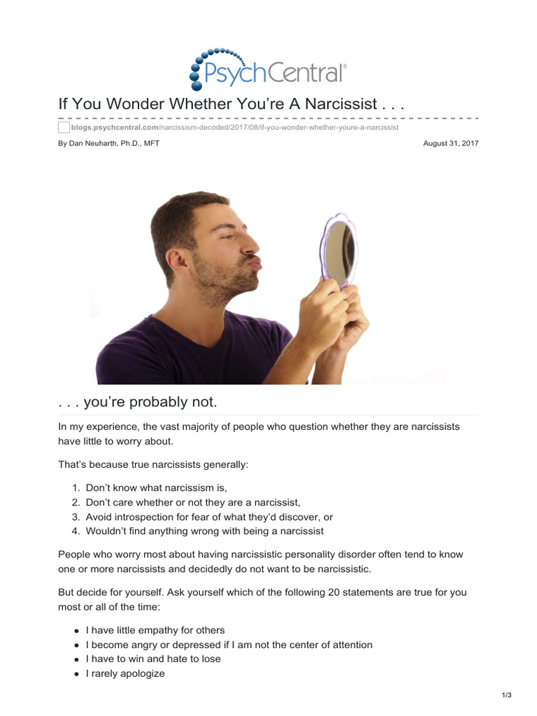 If You Wonder Whether Youre A Narcissist | PDF