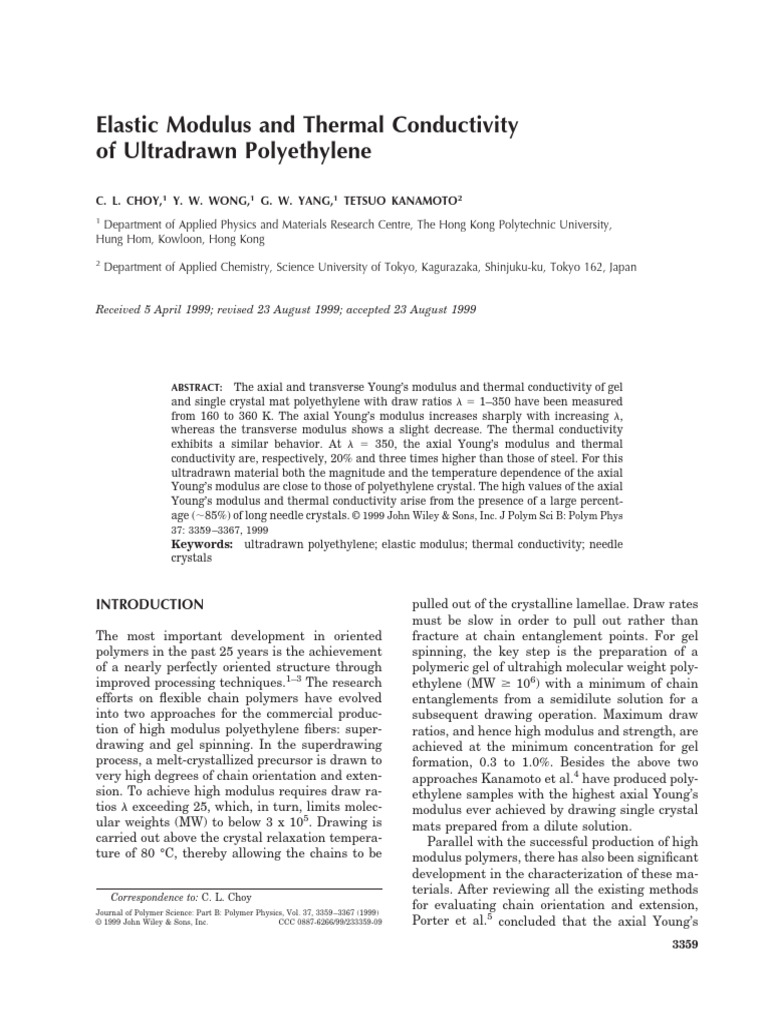 J Polym Sci B Polym Phys - 1999 - Choy - Elastic Modulus and Thermal ...