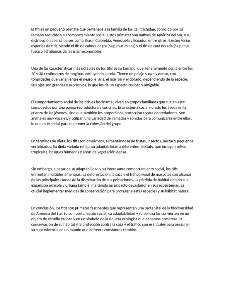 Ensayo Sobre El Titi | PDF