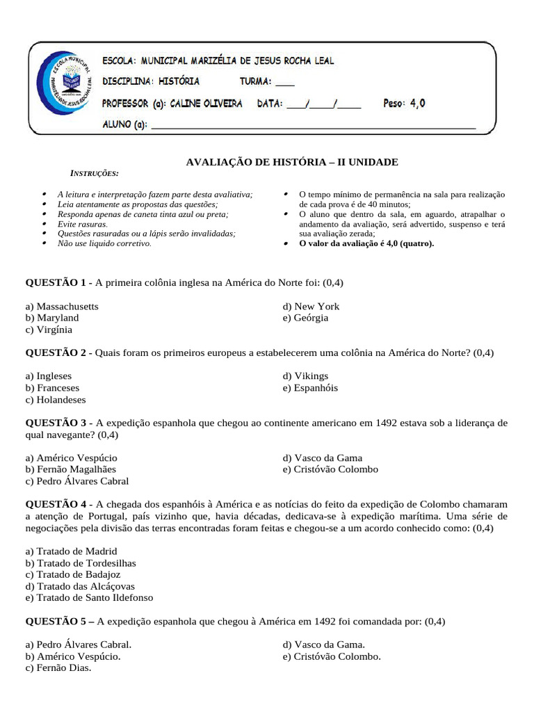 Adaptada Atividade De História Pdf
