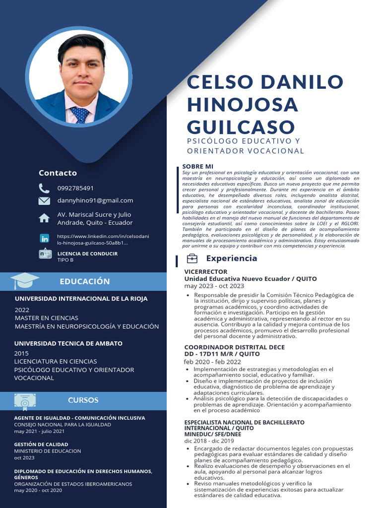 CV Danilo - Hinojosa 14 - 06 - 2024 - Re | PDF