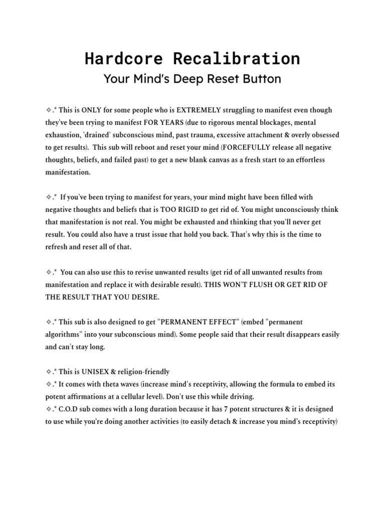 Hardcore Recalibration | PDF