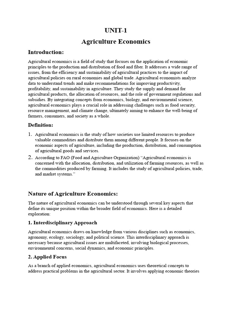 Sy B.A Sem-3 MDC Economics Paper No-234 | PDF | Agriculture | Economics