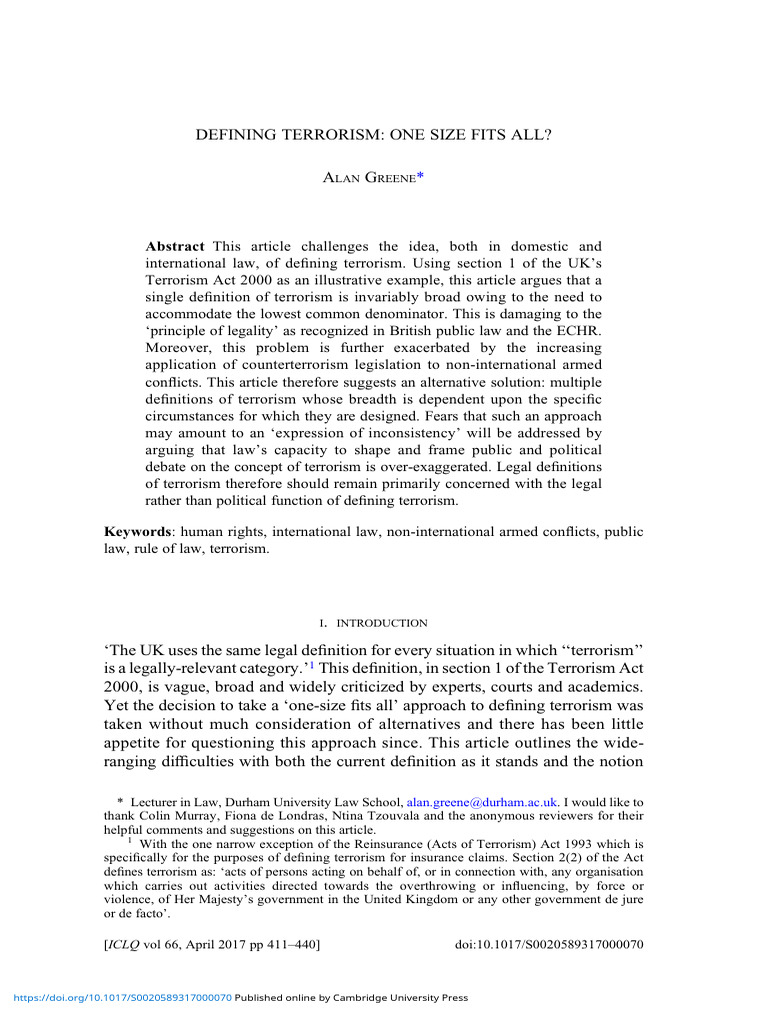 Defining Terrorism One Size Fits All | PDF