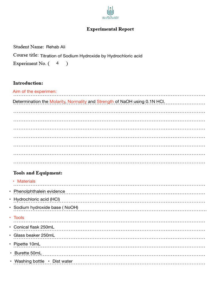 Experimental Report | PDF